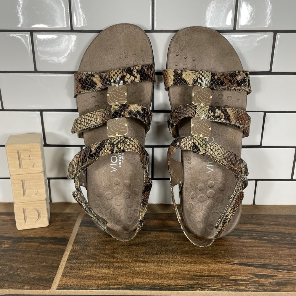 Vionic Amber Adjustable Faux Snake Comfort Sandals - Gem